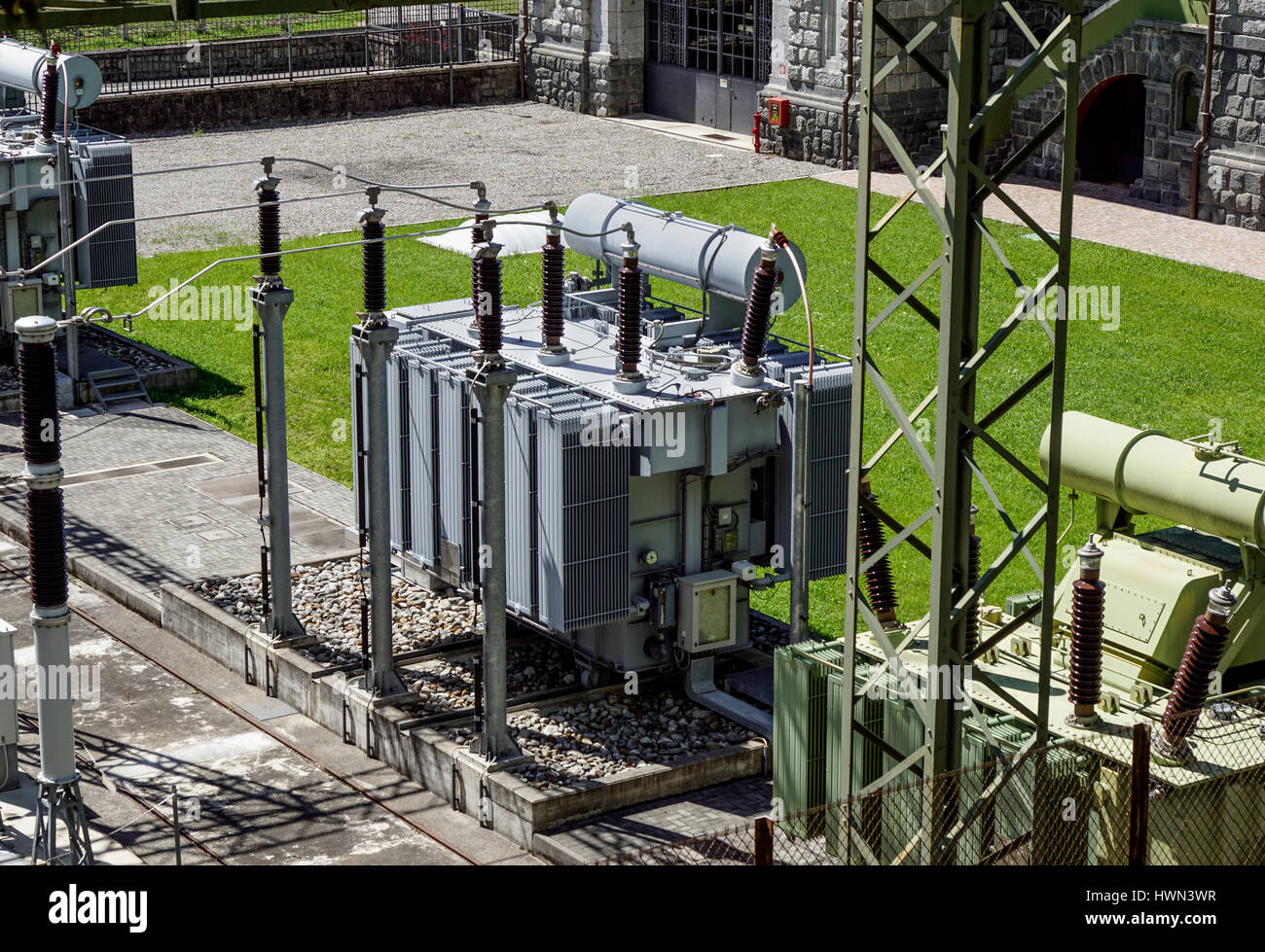 transformer on high power station. High voltage Stock Photo - Alamy