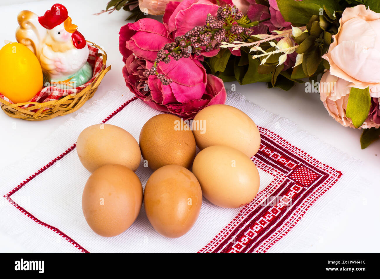 Easter symbol chicken eggs Stock Photo - Alamy