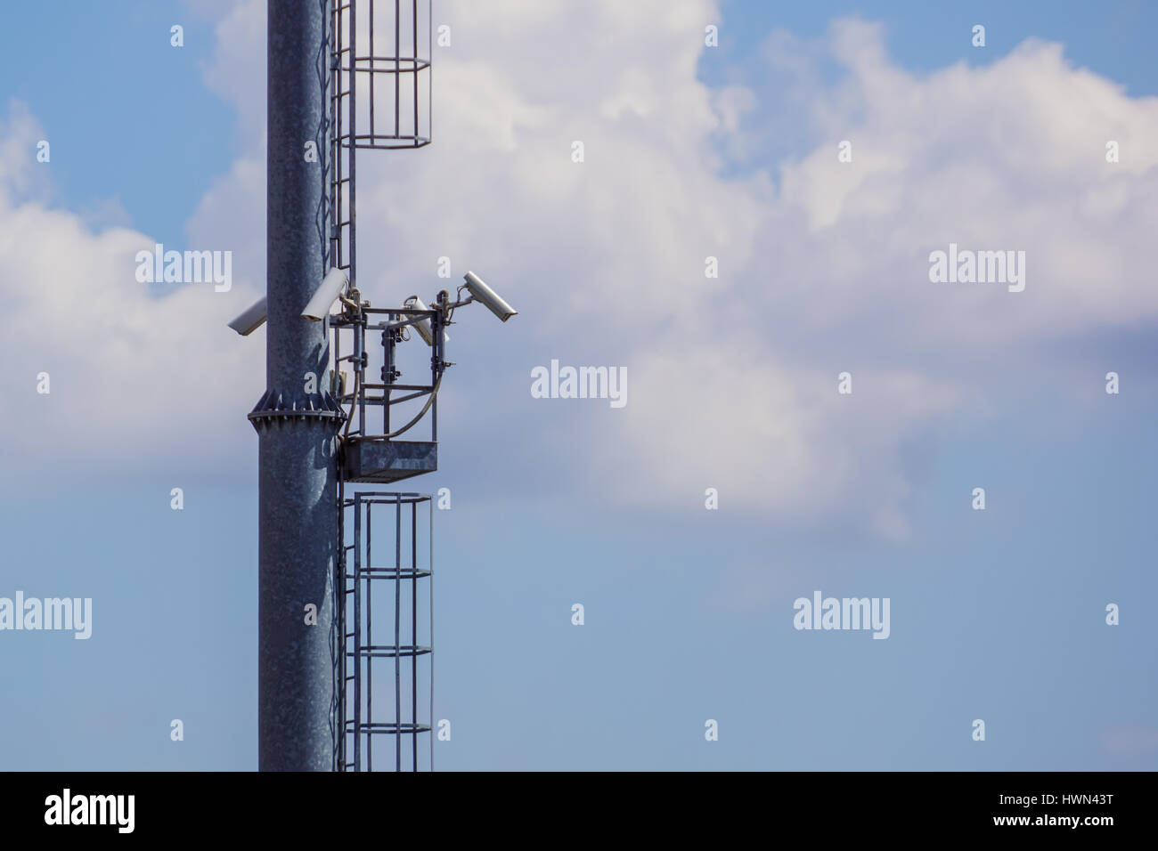 security cctv cameras on a pole with blue sky background Stock Photo ...