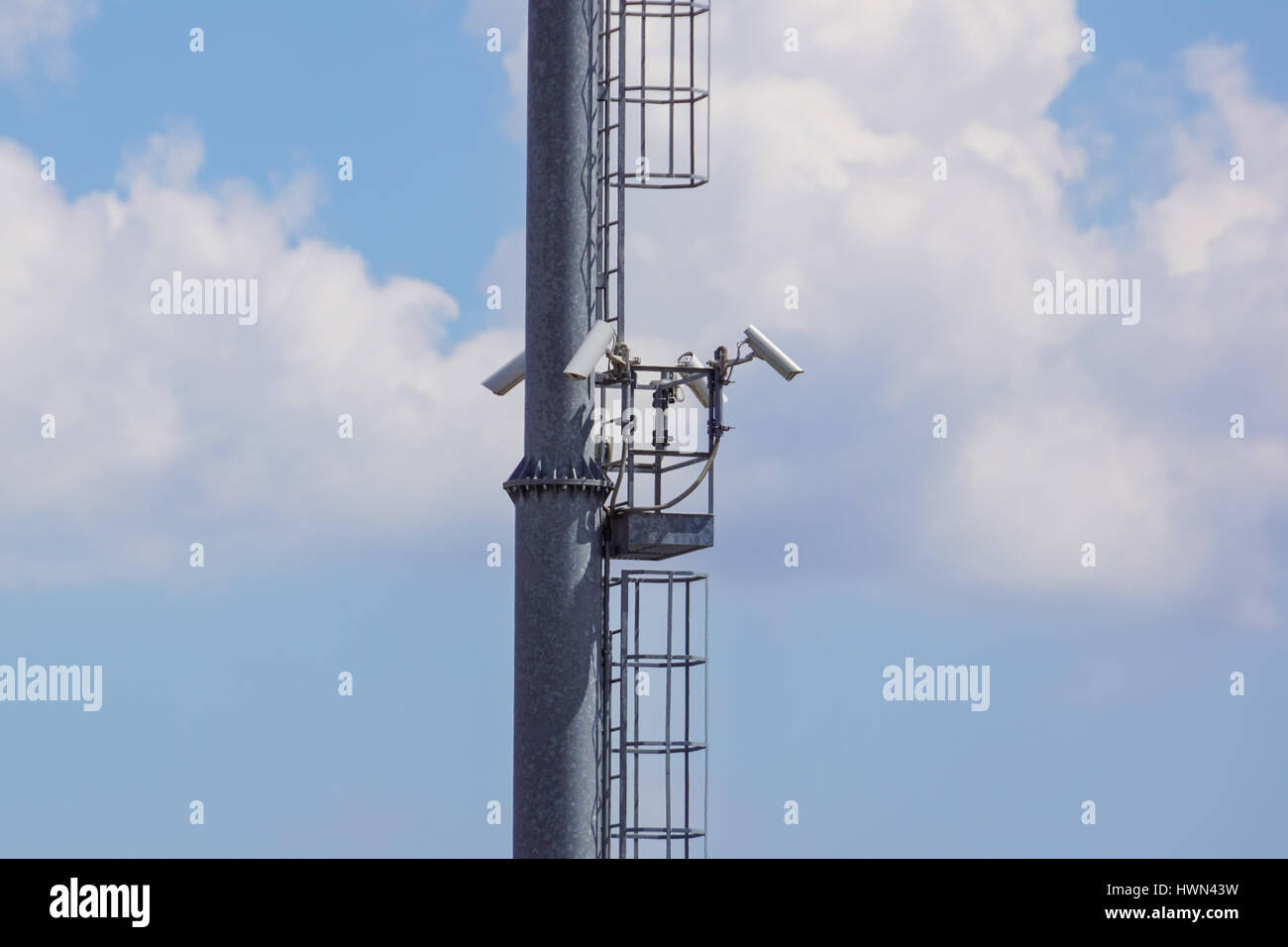 security cctv cameras on a pole with blue sky background Stock Photo ...