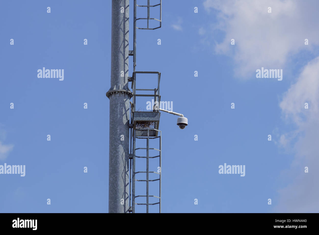 security cctv cameras on a pole with blue sky background Stock Photo ...