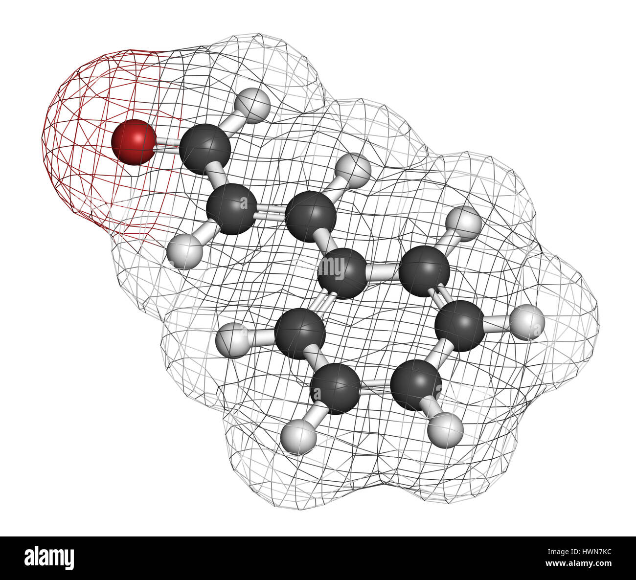 Cinnamaldehyde (cinnamic aldehyde) cinnamon flavor molecule. 3D ...