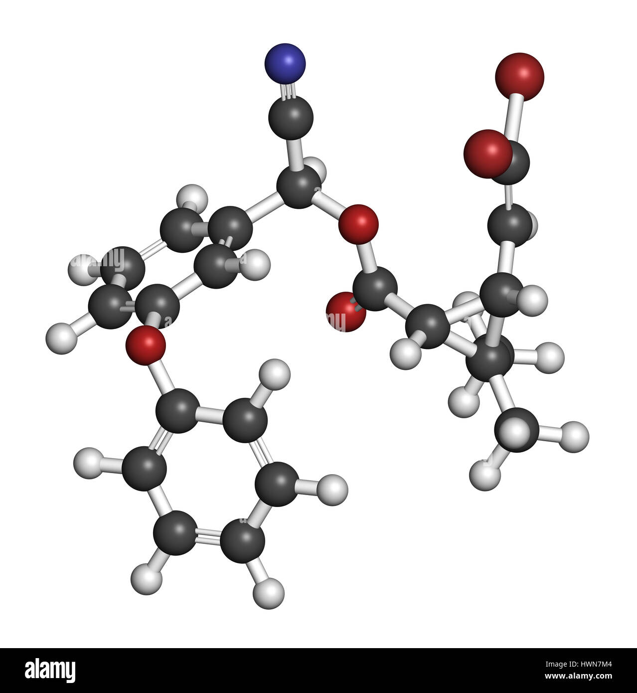 Deltamethrin insecticide molecule (synthetic pyrethroid). 3D rendering ...