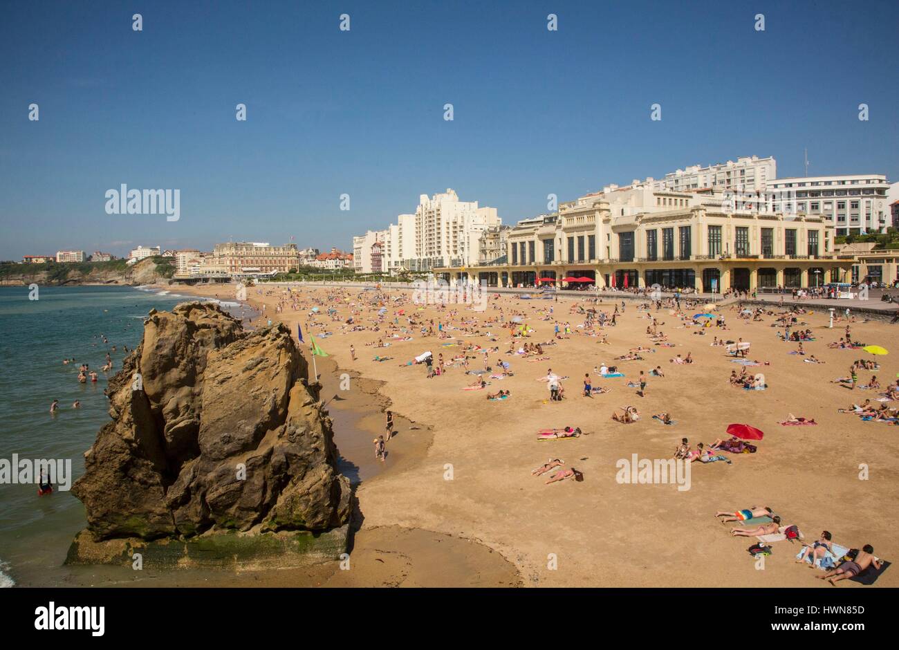 Biarritz france beach sunbathing hi-res stock photography and images ...