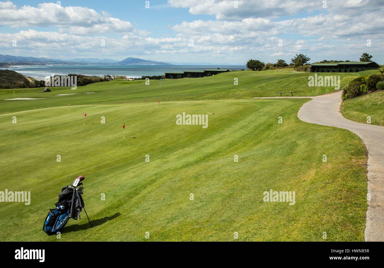France, Pyrennees Atlantique, Basque Country, Biarritz, Golf of ...