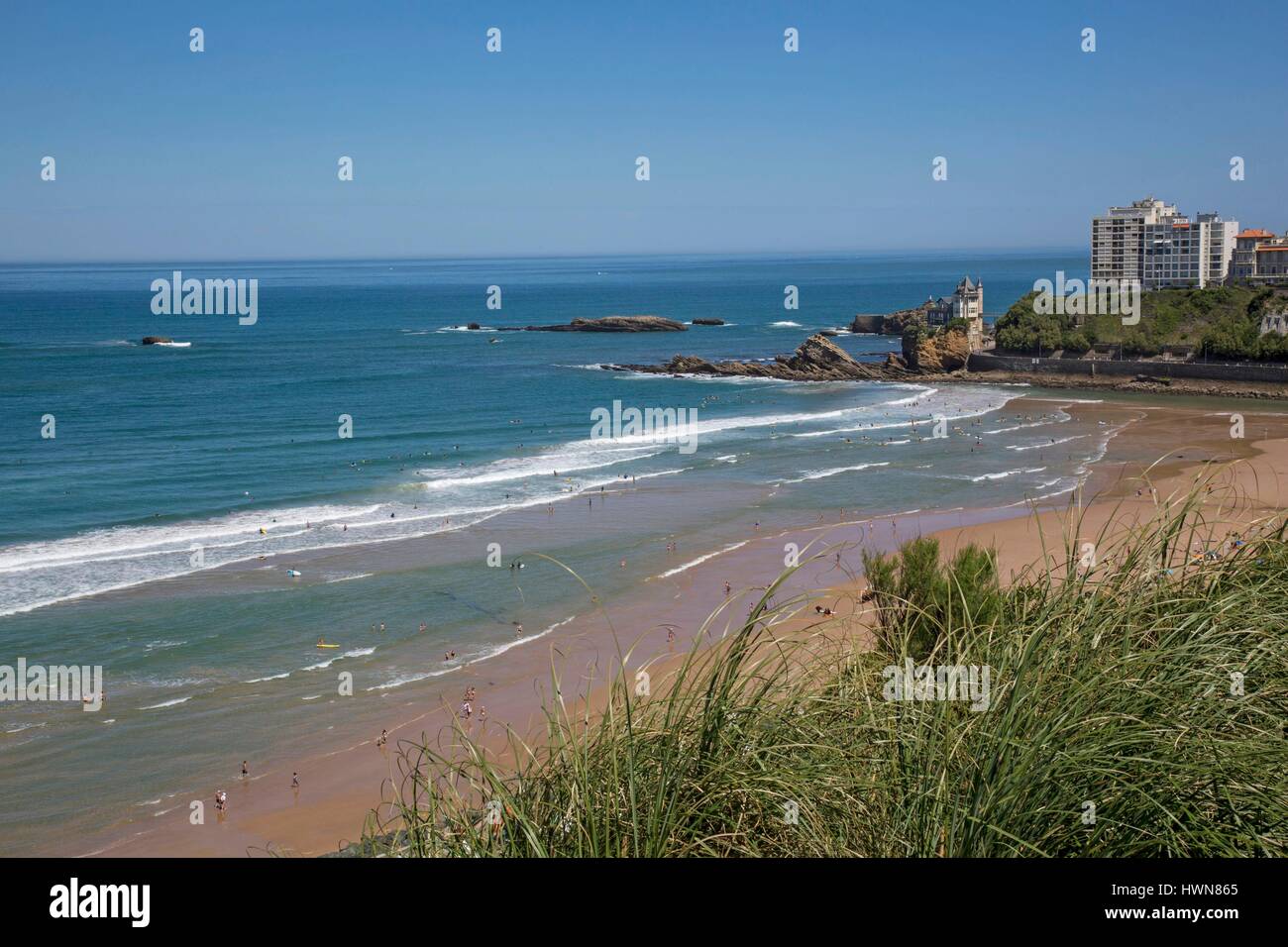 France, Pyrennees Atlantique, Basque Country, Biarritz, beach of the ...