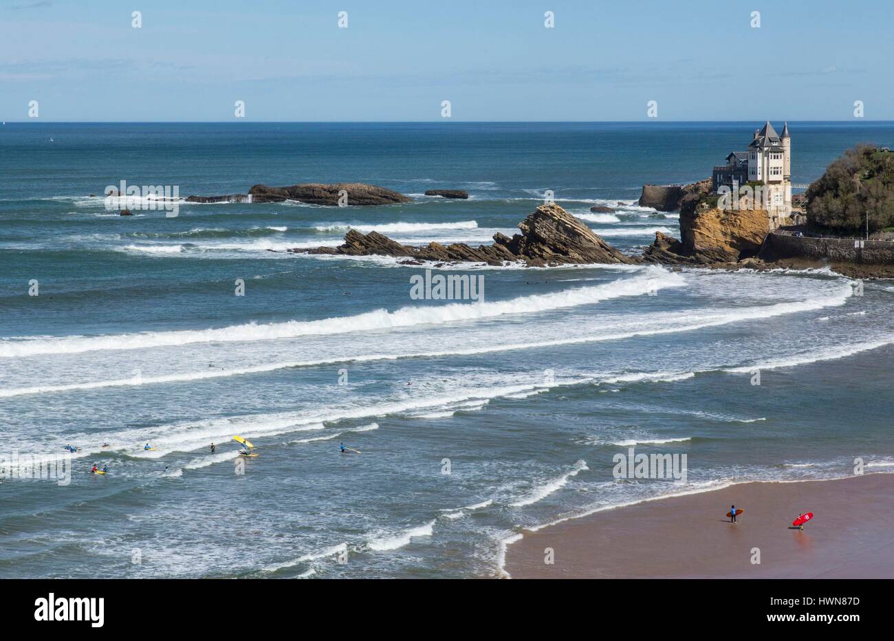 France, Pyrennees Atlantique, Basque Country, Biarritz, beach of the ...