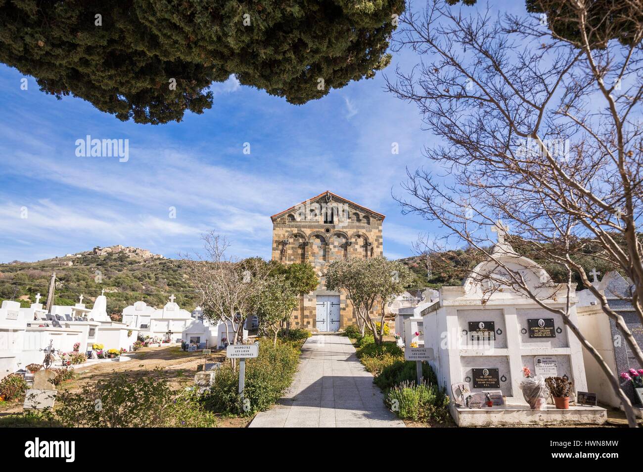 France, Haute-Corse, Balagne, Aregno, church of the Trinity and San ...