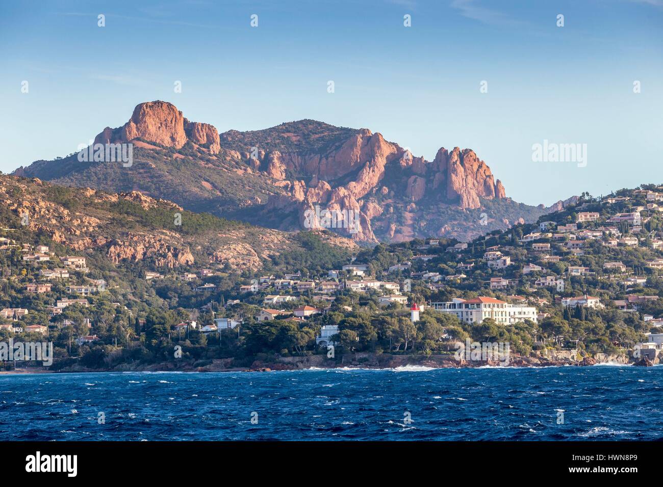 France, Var, corniche de l'Estérel, Saint Raphaël's common Agay, massif ...