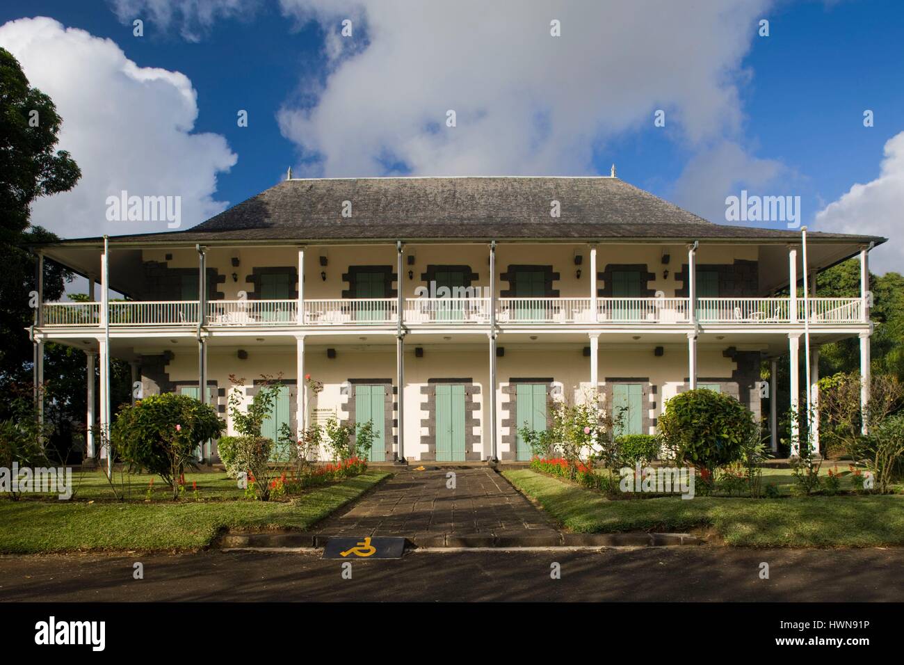 Mauritius, Pamplemousses, SSR Botanical Gardens, Mon Plaisir mansion ...