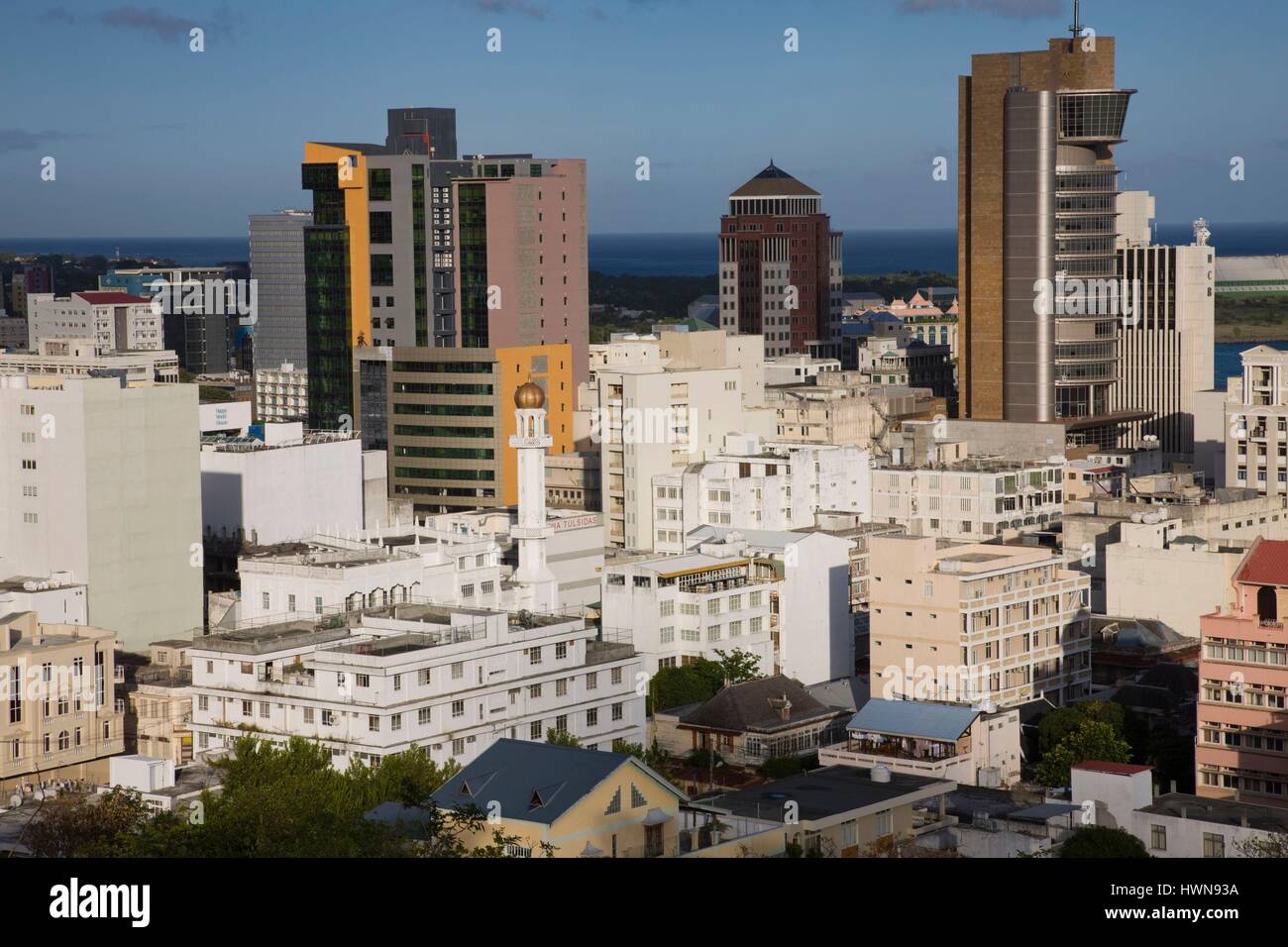 Mauritius, Port Louis, city view from Fort Adelaide, dawn Stock Photo ...