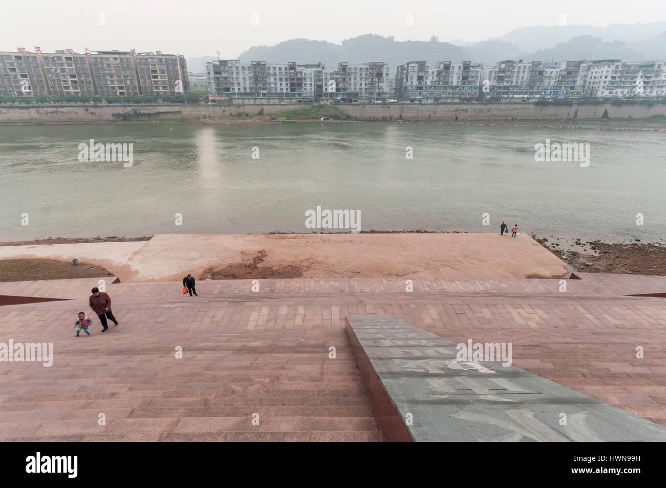 China, Guizhou, Chishui, downtown of new town part, along Chishui river ...