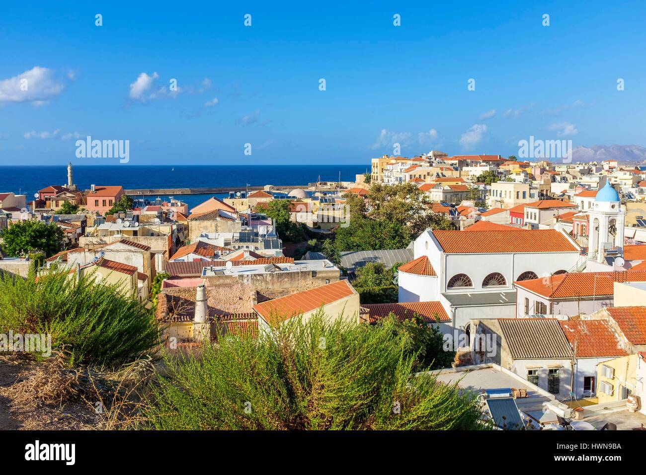 Greece, Crete, Chania, the old town seen from the Bastion Stock Photo ...