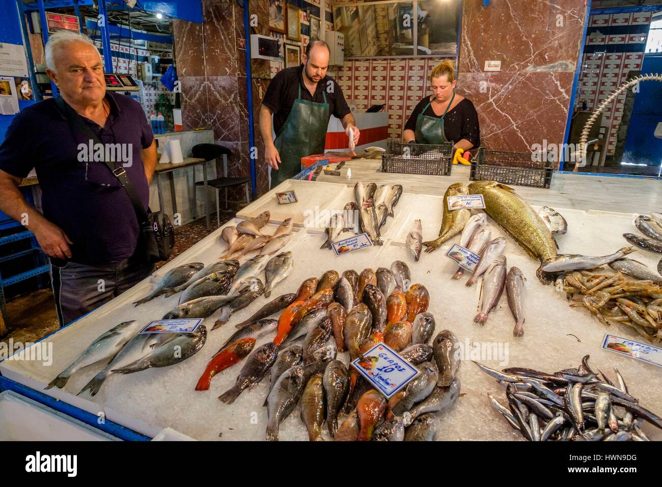 Greece, Crete, Chania, the great covered market inaugurated in 1913 ...