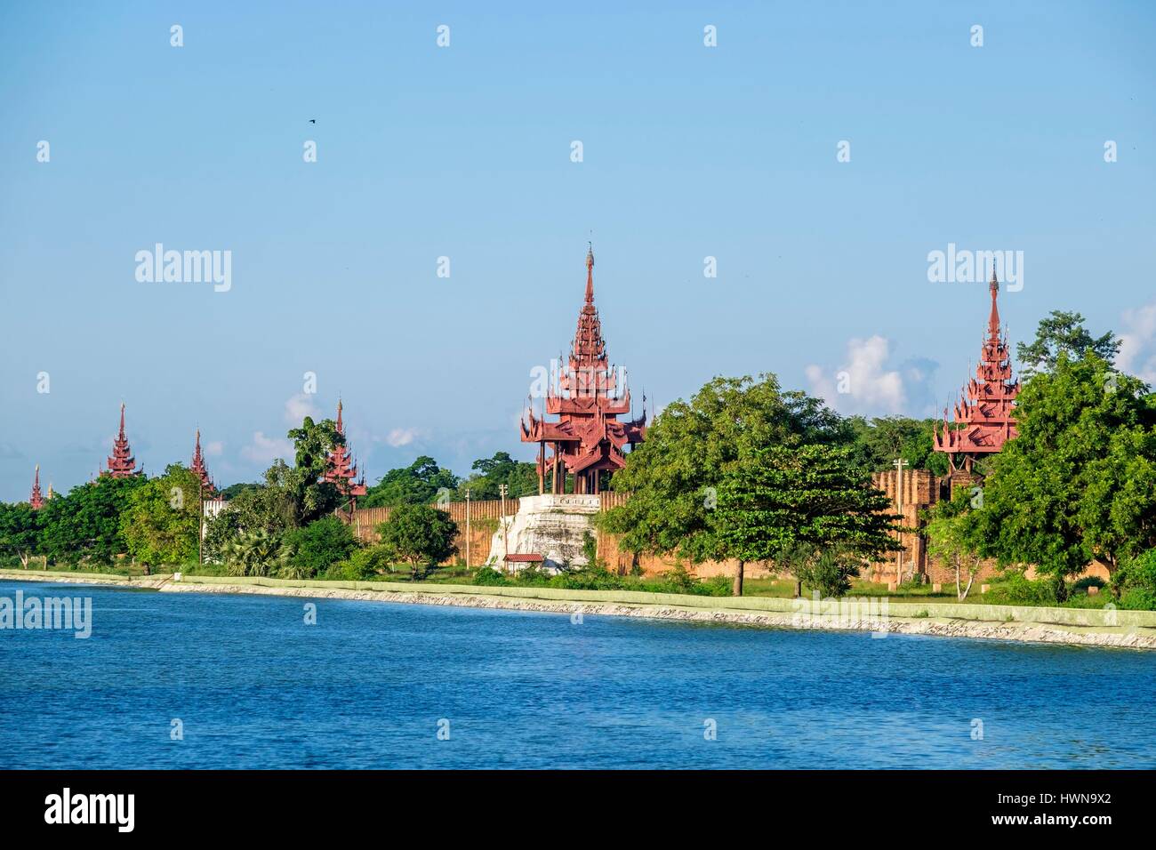 Myanmar (Burma), Mandalay region, Mandalay, ramparts of the former ...