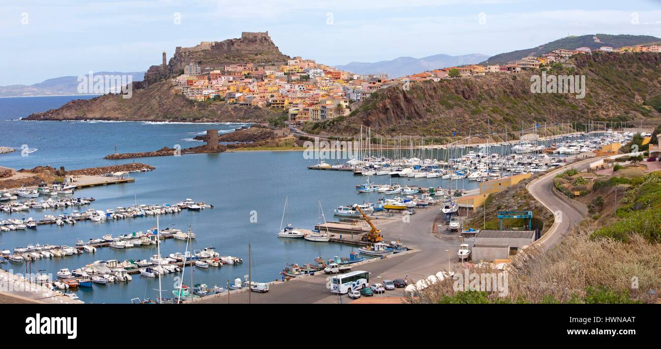 Italy, Sardinia, Castelsardo, Port and village Stock Photo - Alamy