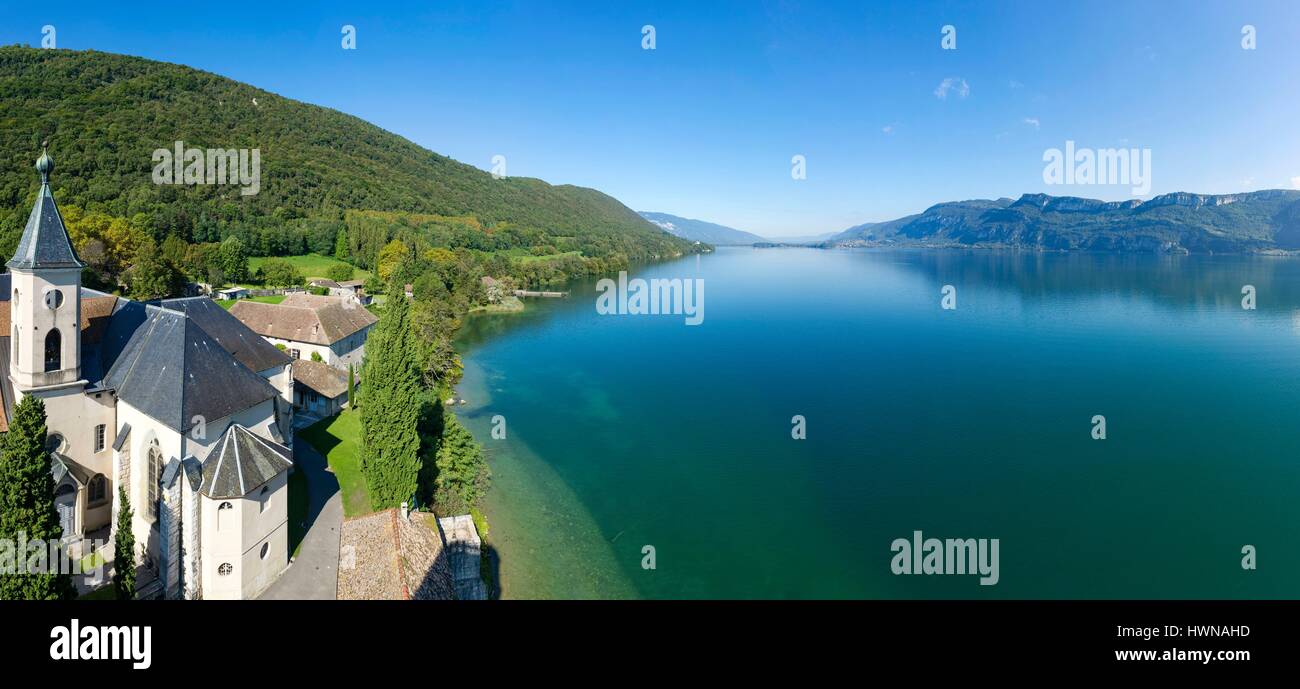 France; Savoie, Point panoramic view of Lake Bourget from the top of ...
