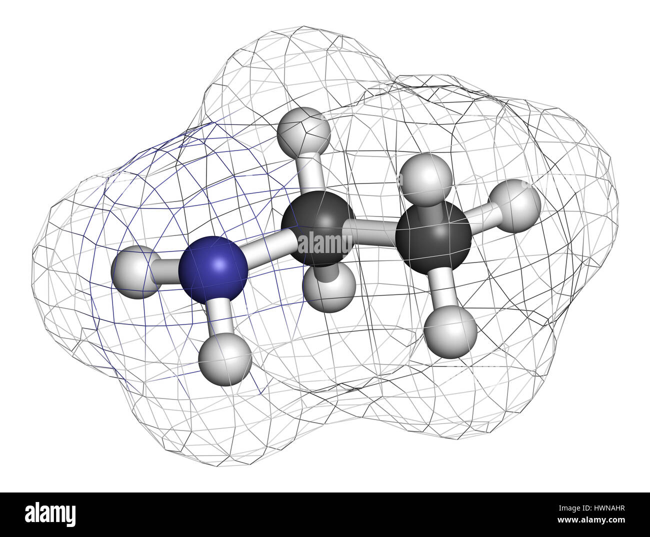 Ethylamine Organic Base Molecule 3d Rendering Atoms Are Represented
