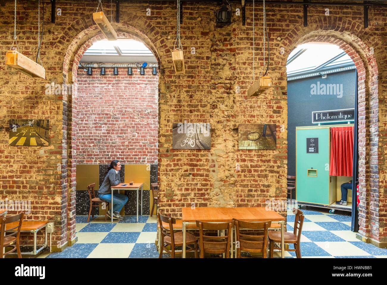 Belgium, Brussels, Dansaert district, Rue Auguste Orts, Beursschouwburg ...