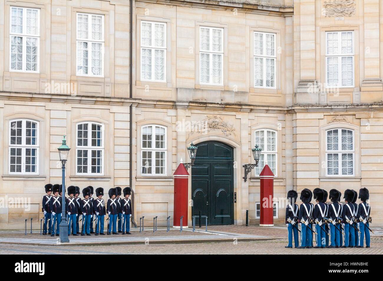 Denmark, Zealand, Copenhagen, Amalienborg Slotsplads, the 18th century ...