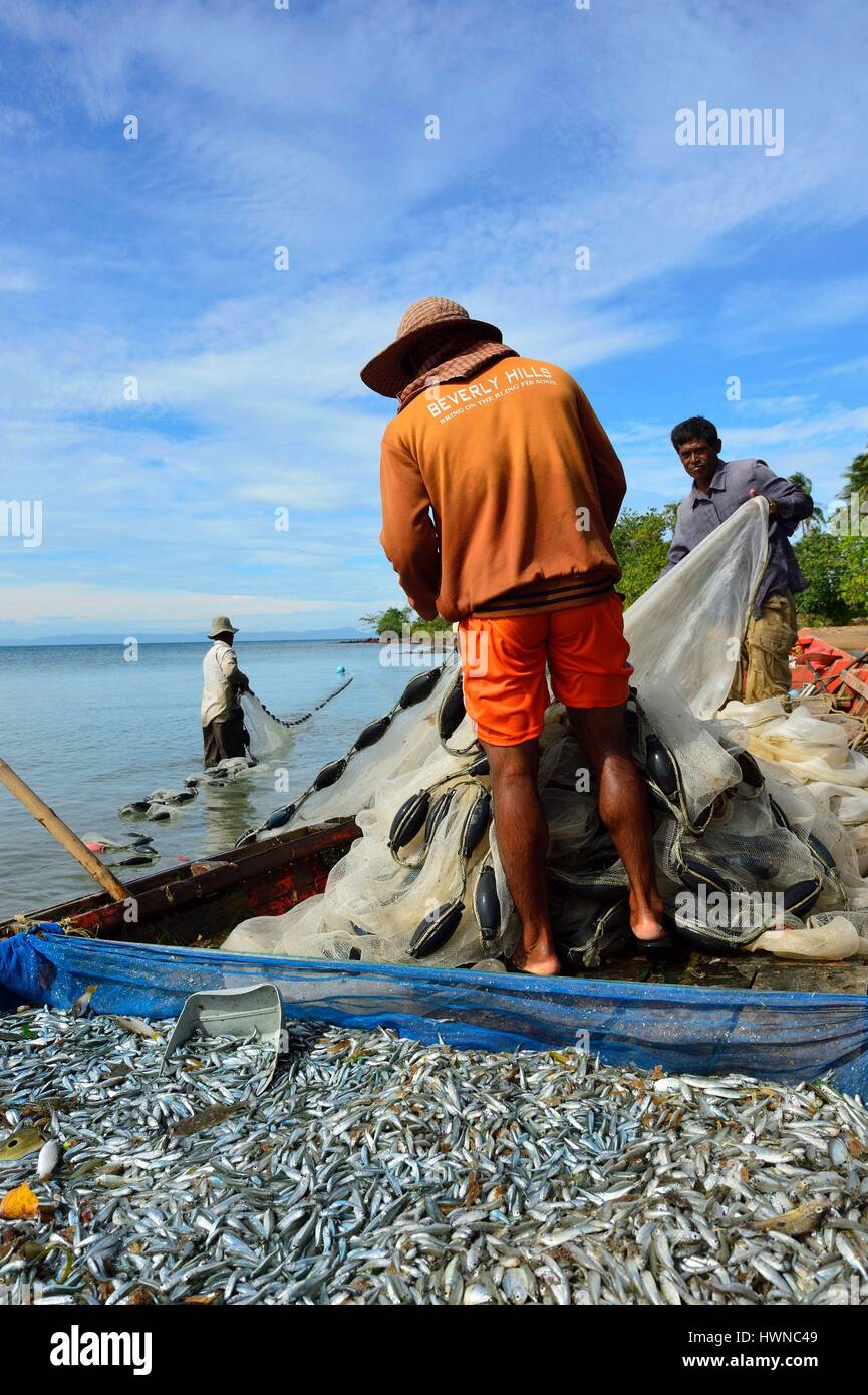Cambodia, Kampot Province, Tonsay Island (Island of Rabbits), fishing ...