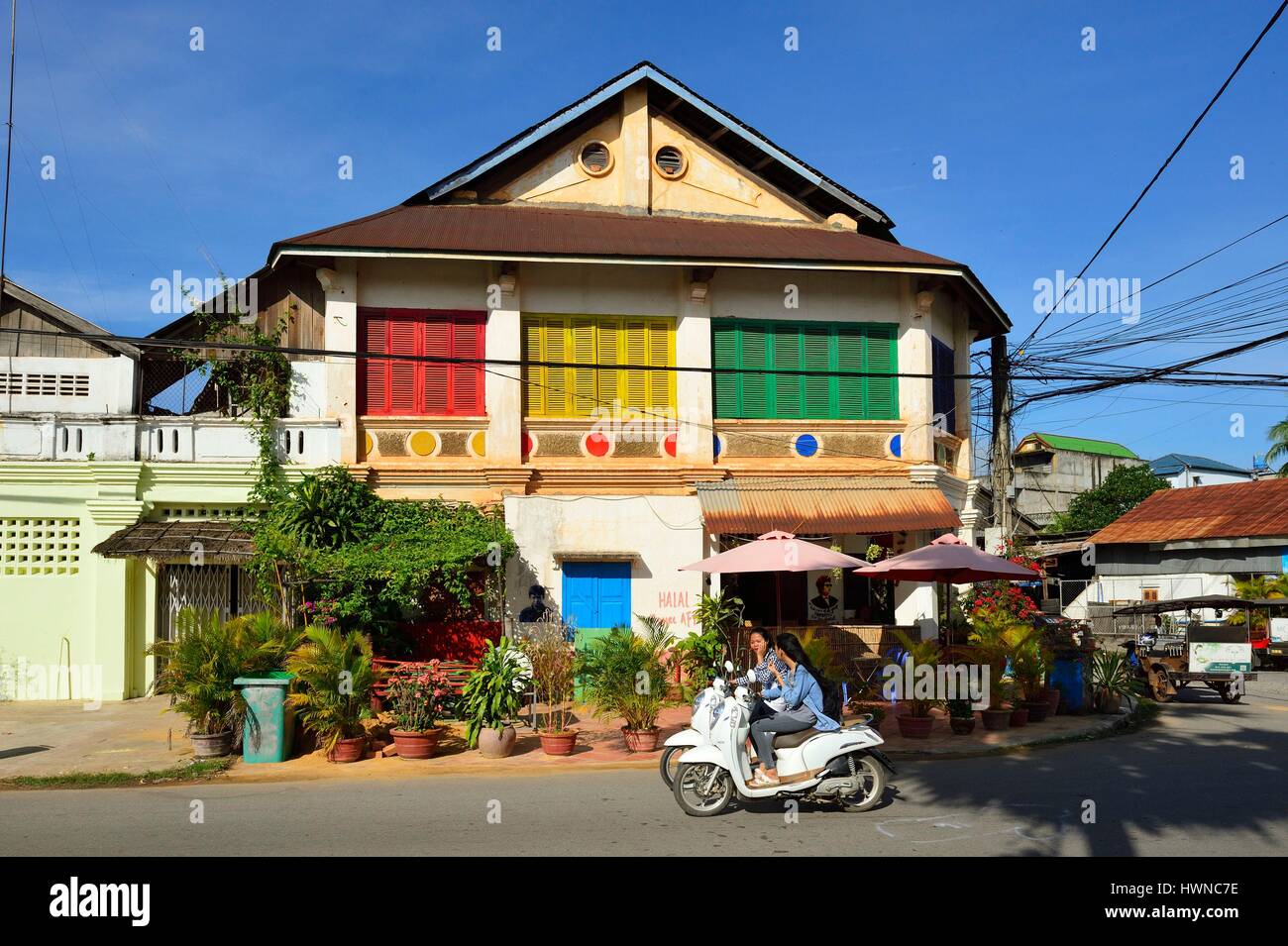 Cambodia, Kampot Province, Kampot, colonial house Stock Photo - Alamy