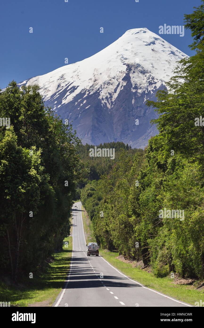 Chile Los Lagos region, Puerto Varas, Ensenada, Osorno volcano Stock ...