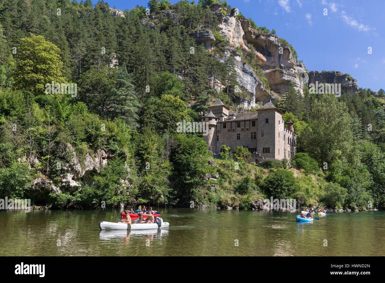 France, Lozere (48), La Malene, La Caze castle, the Causses and ...