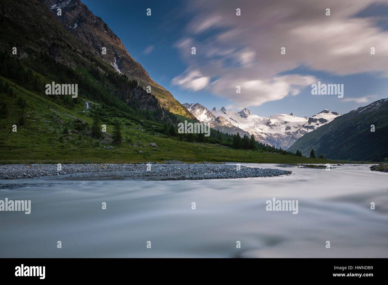Switzerland, Graubunden Canton, Saint Moritz, Engadin, Bernina Range ...