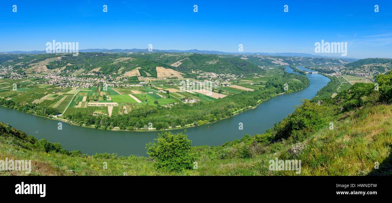 France, Drome, Tain l'Hermitage, view from Pierre-Aiguille belvedere ...