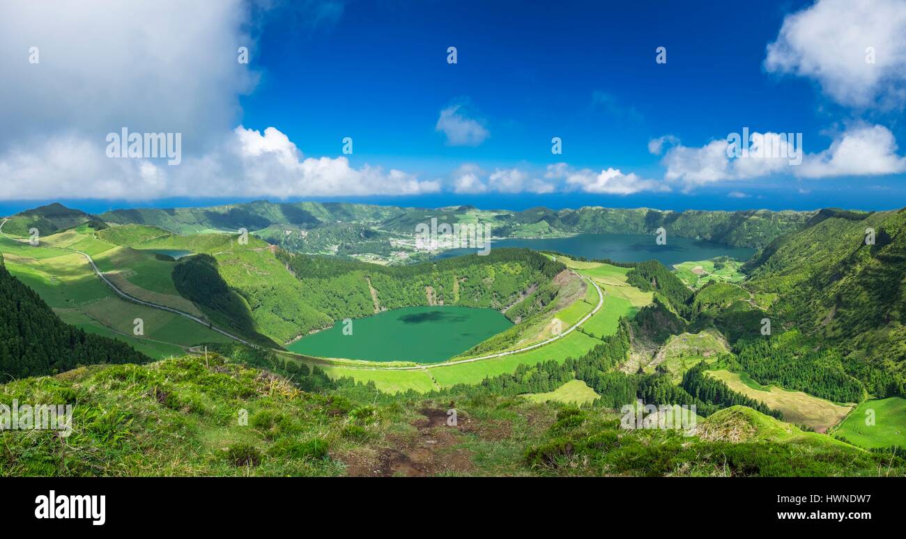Portugal, Azores archipelago, Sao Miguel island, Sete Cidades, view ...