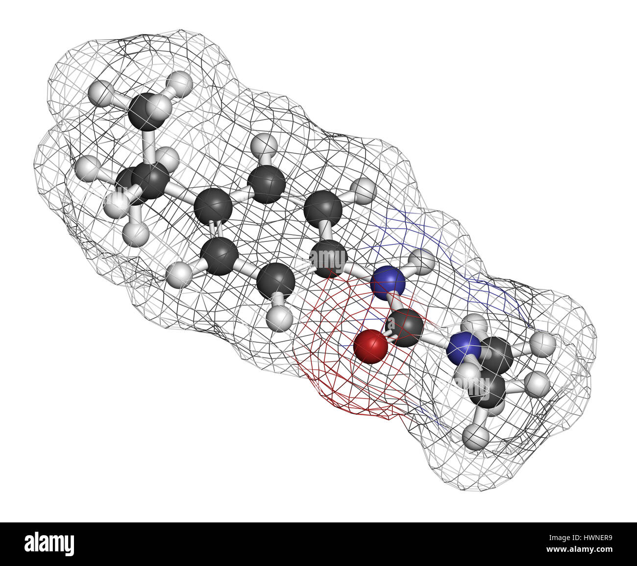 Isoproturon herbicide molecule. 3D rendering. Atoms are represented as ...