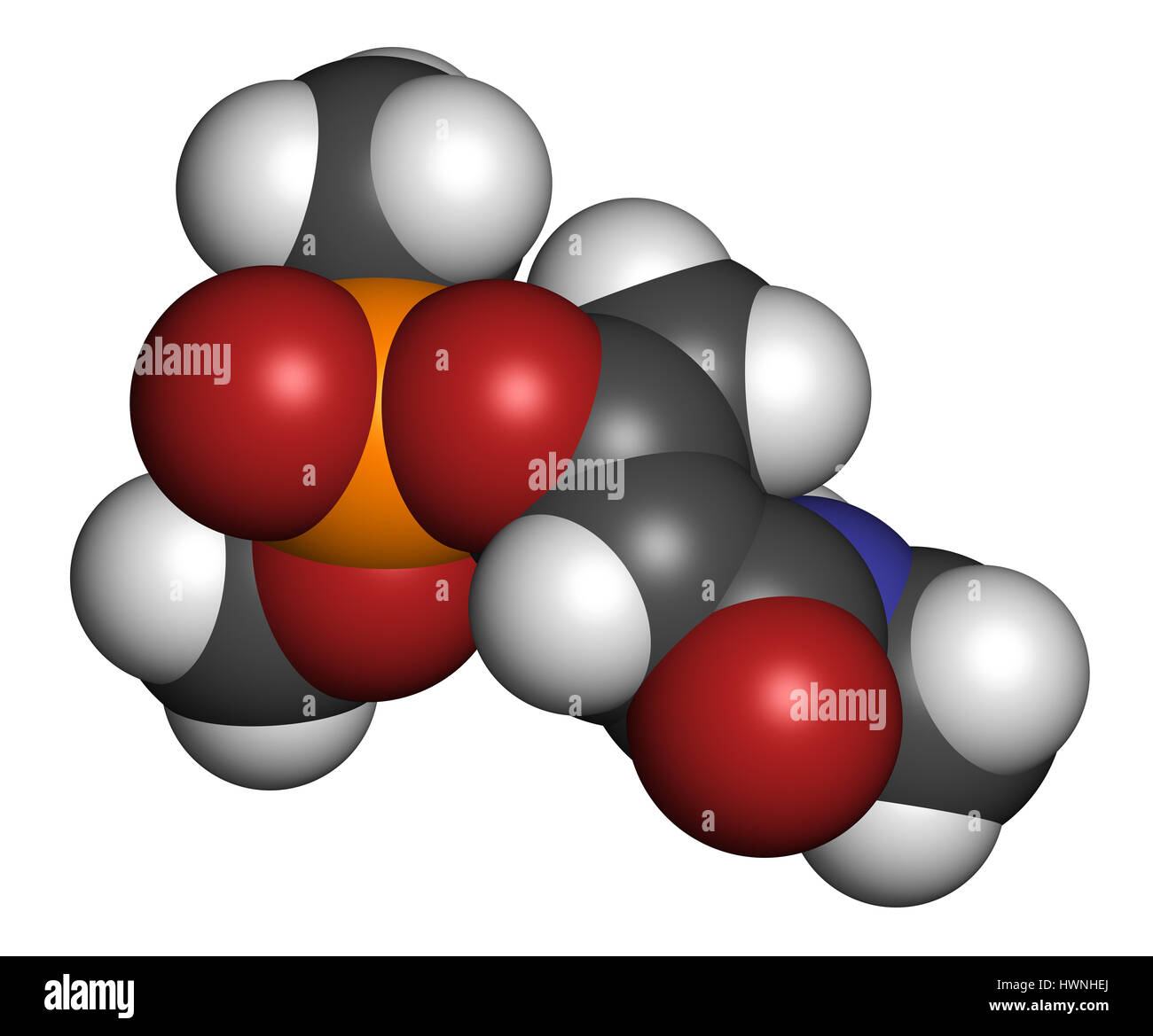 Monocrotophos organophosphate insecticide molecule. Also known to be ...