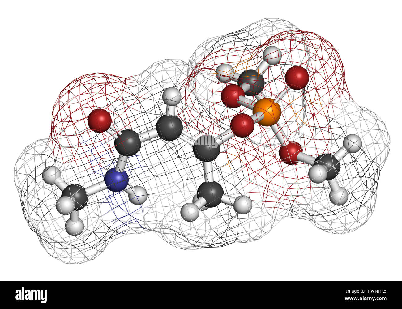 Monocrotophos organophosphate insecticide molecule. Also known to be ...