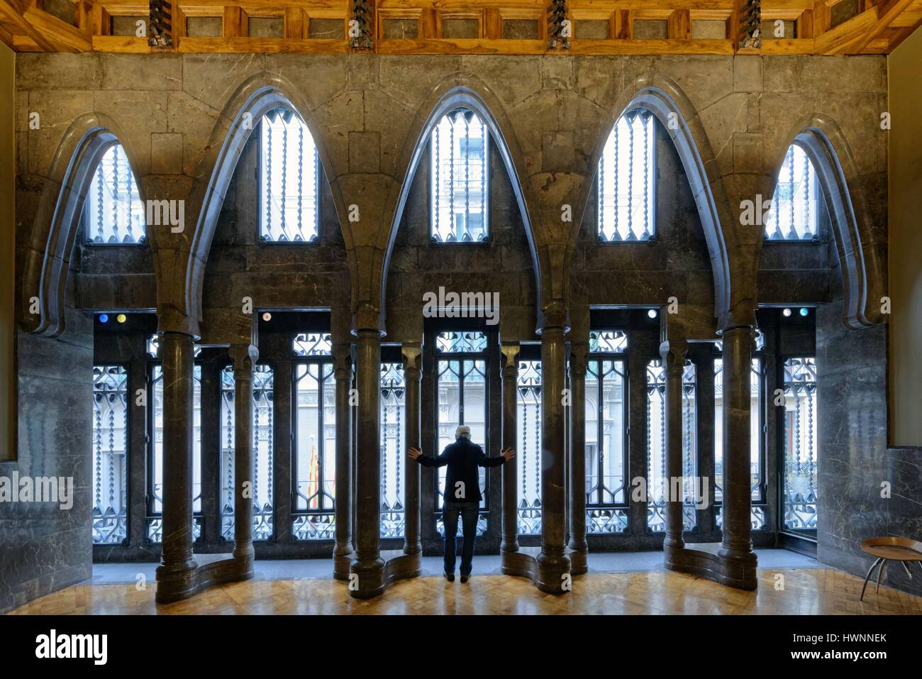 Spain, Catalonia, Barcelona, Palau Guell, Guell Palace by Antoni Gaudi ...