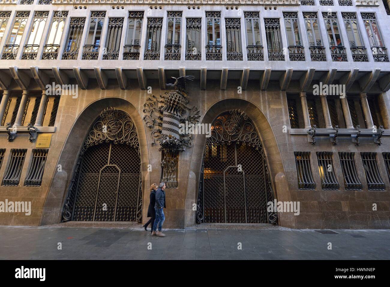 Spain, Catalonia, Barcelona, Palau Guell, Guell Palace by Antoni Gaudi ...