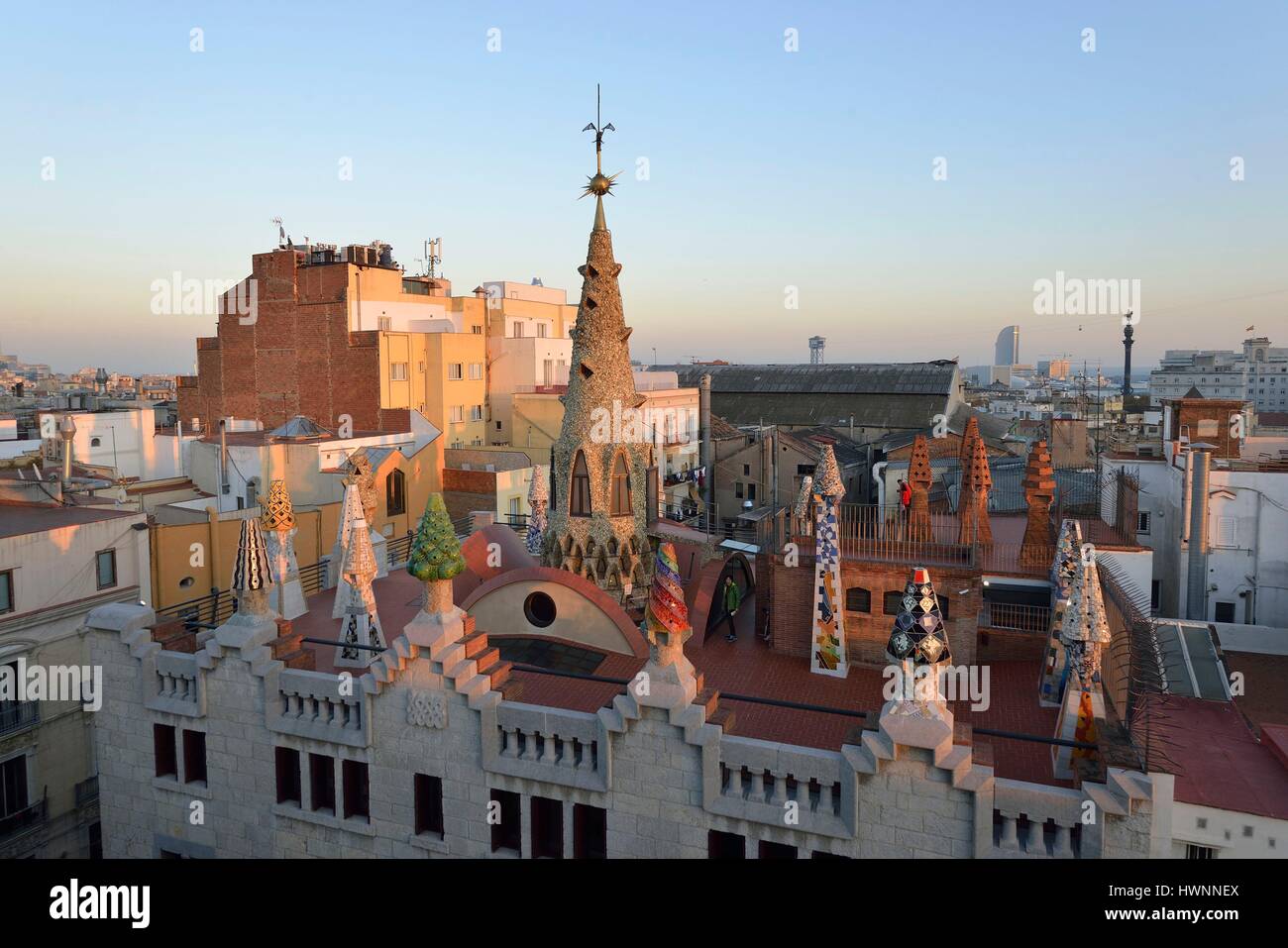 Spain, Catalonia, Barcelona, Palau Guell, Guell Palace by Antoni Gaudi ...