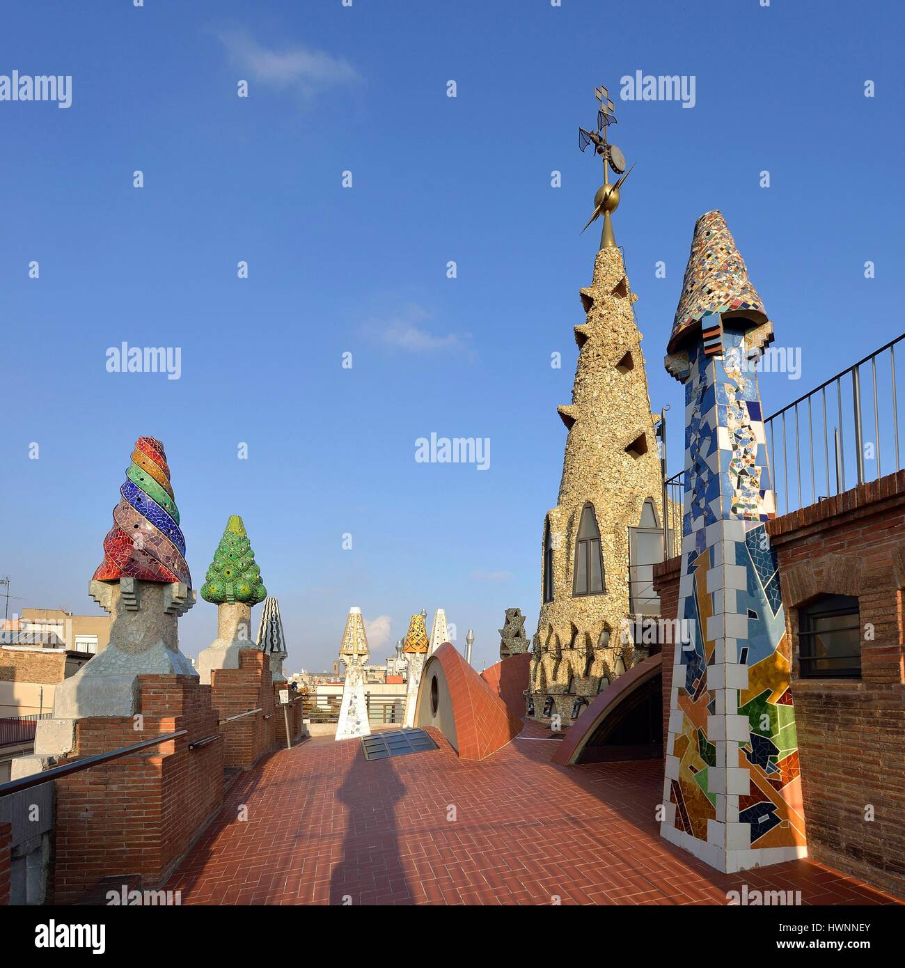 Spain, Catalonia, Barcelona, Palau Guell, Guell Palace by Antoni Gaudi ...
