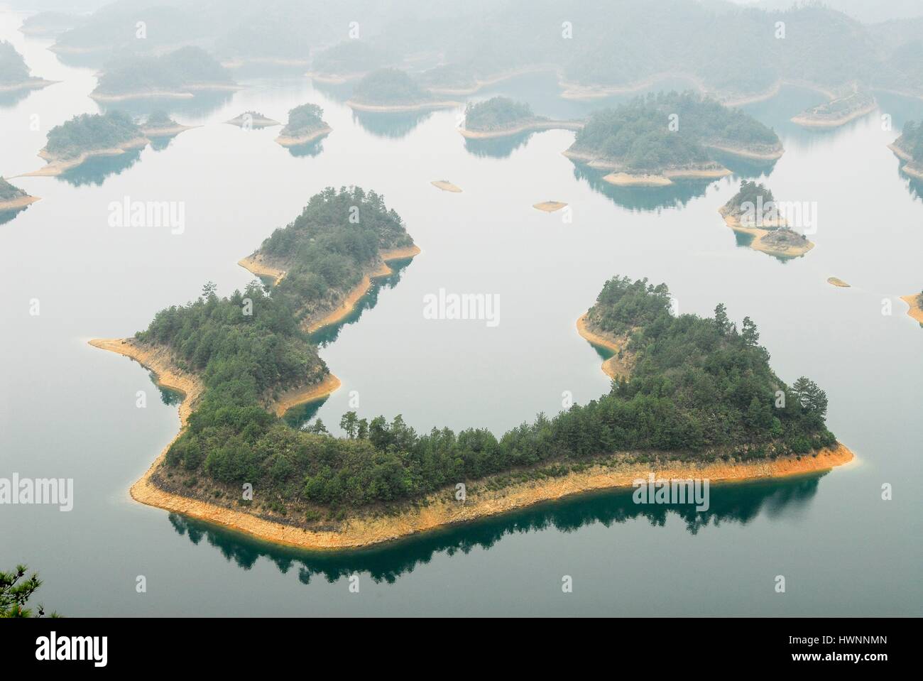 China, Zhejiang Province, Chunan, artificial lake of thousand islands ...
