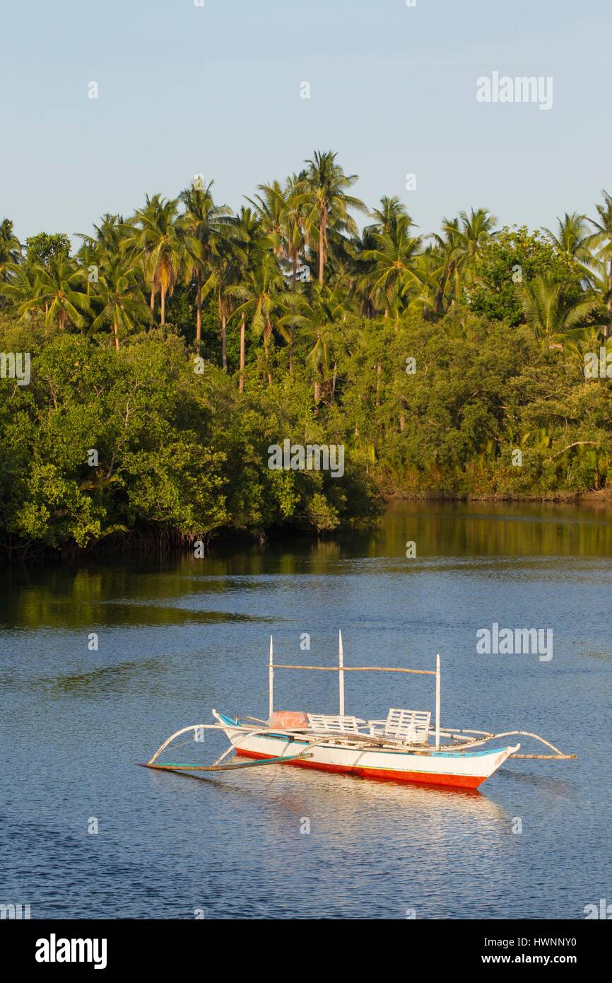 Philippines, Luzon, Sorsogon Province, Donsol, firefly boat on Ogod ...