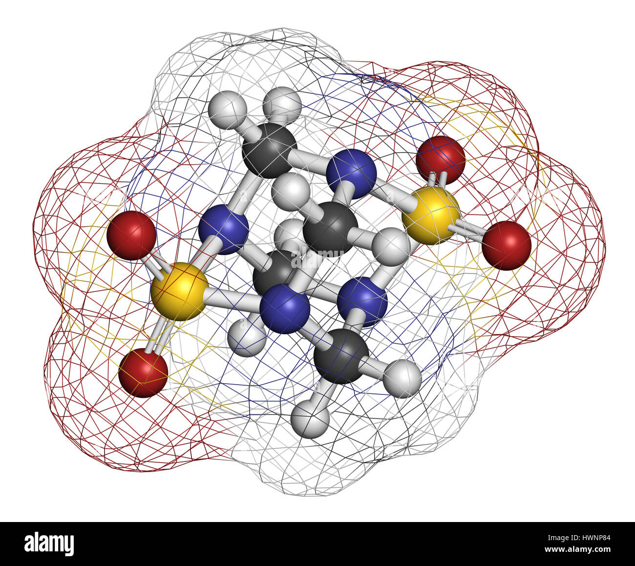 Tetramethylenedisulfotetramine (TETS) rodenticide molecule. 3D ...