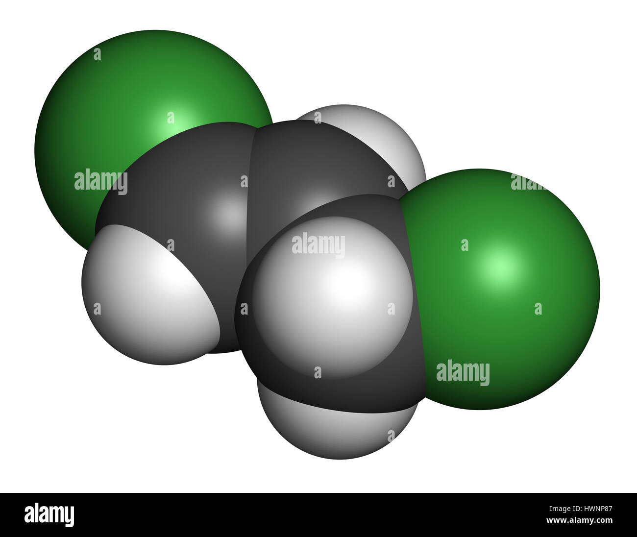 trans-1,3-dichloropropene (dichloropropene) pesticide molecule. 3D ...