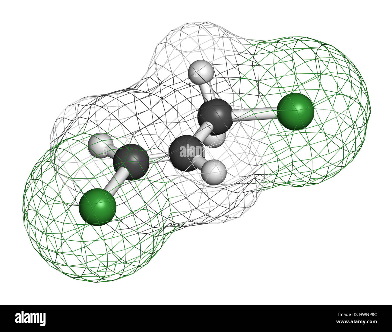 trans-1,3-dichloropropene (dichloropropene) pesticide molecule. 3D ...