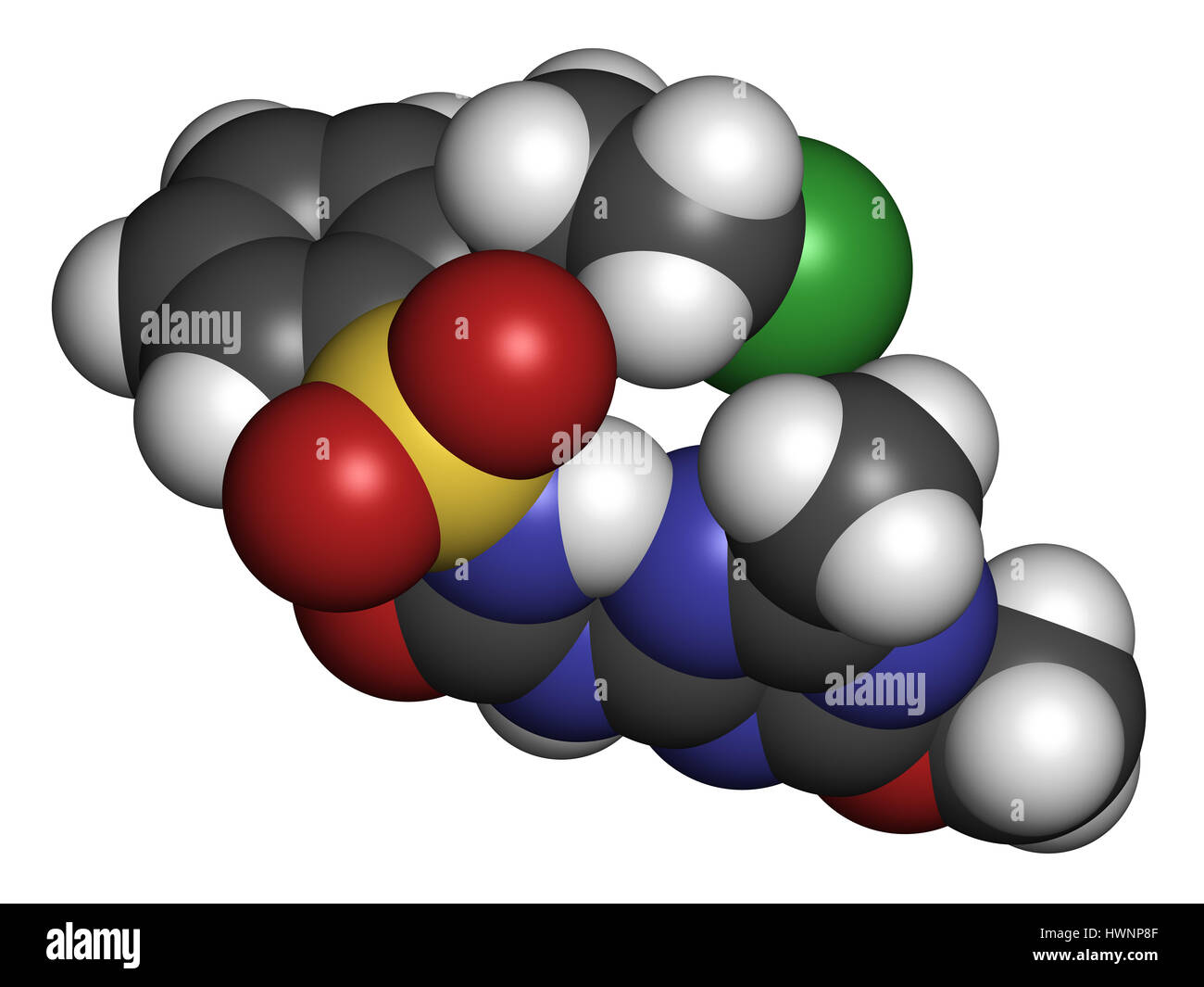 Triasulfuron herbicide molecule. 3D rendering. Atoms are represented as ...