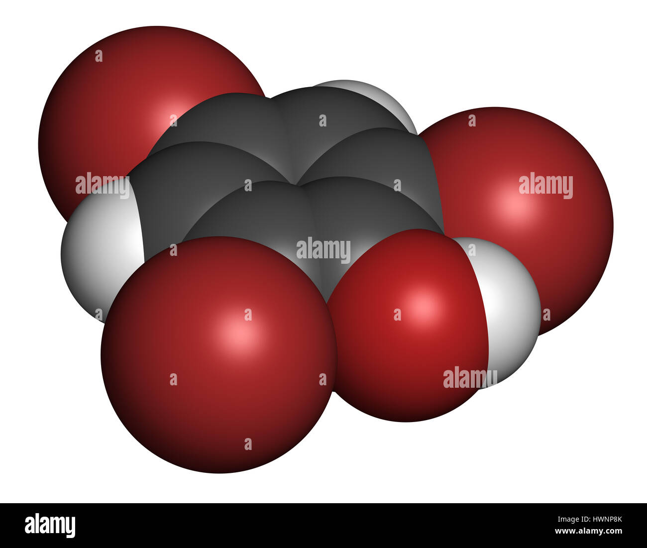 Tribromophenol (TBP, 2,4,6-Tribromophenol) molecule. Used as fungicide ...