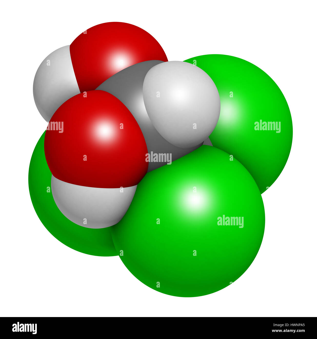 Chloral hydrate sedative and hypnotic drug molecule. 3D rendering ...