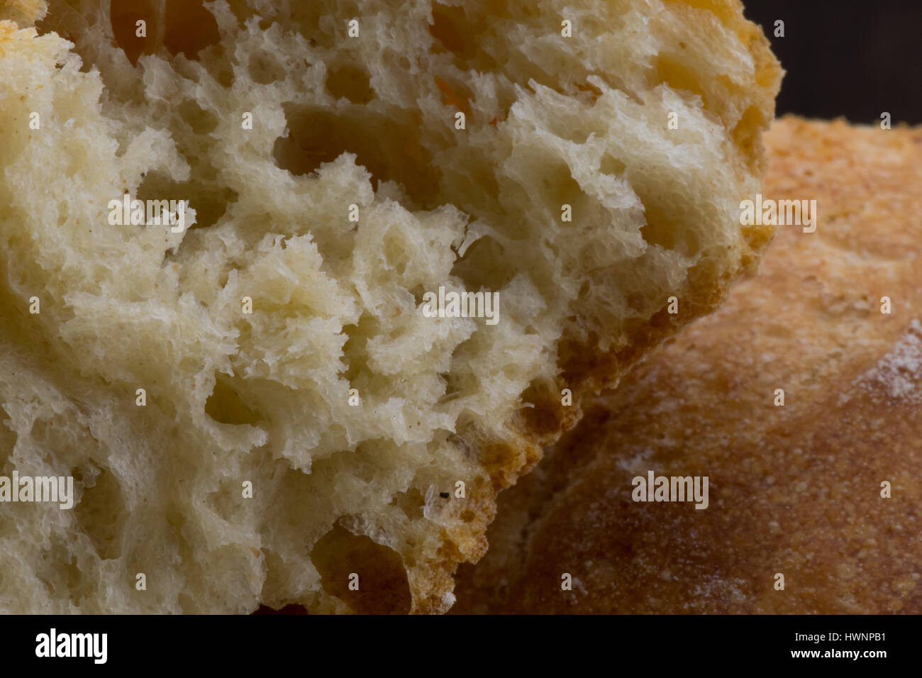 Inner Texture of French Bread close up Stock Photo - Alamy