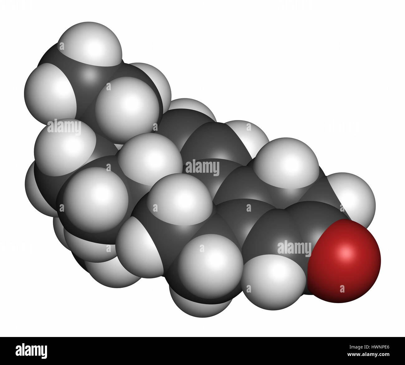 Tetrahydrogestrinone (THG) anabolic steroid molecule. 3D rendering ...