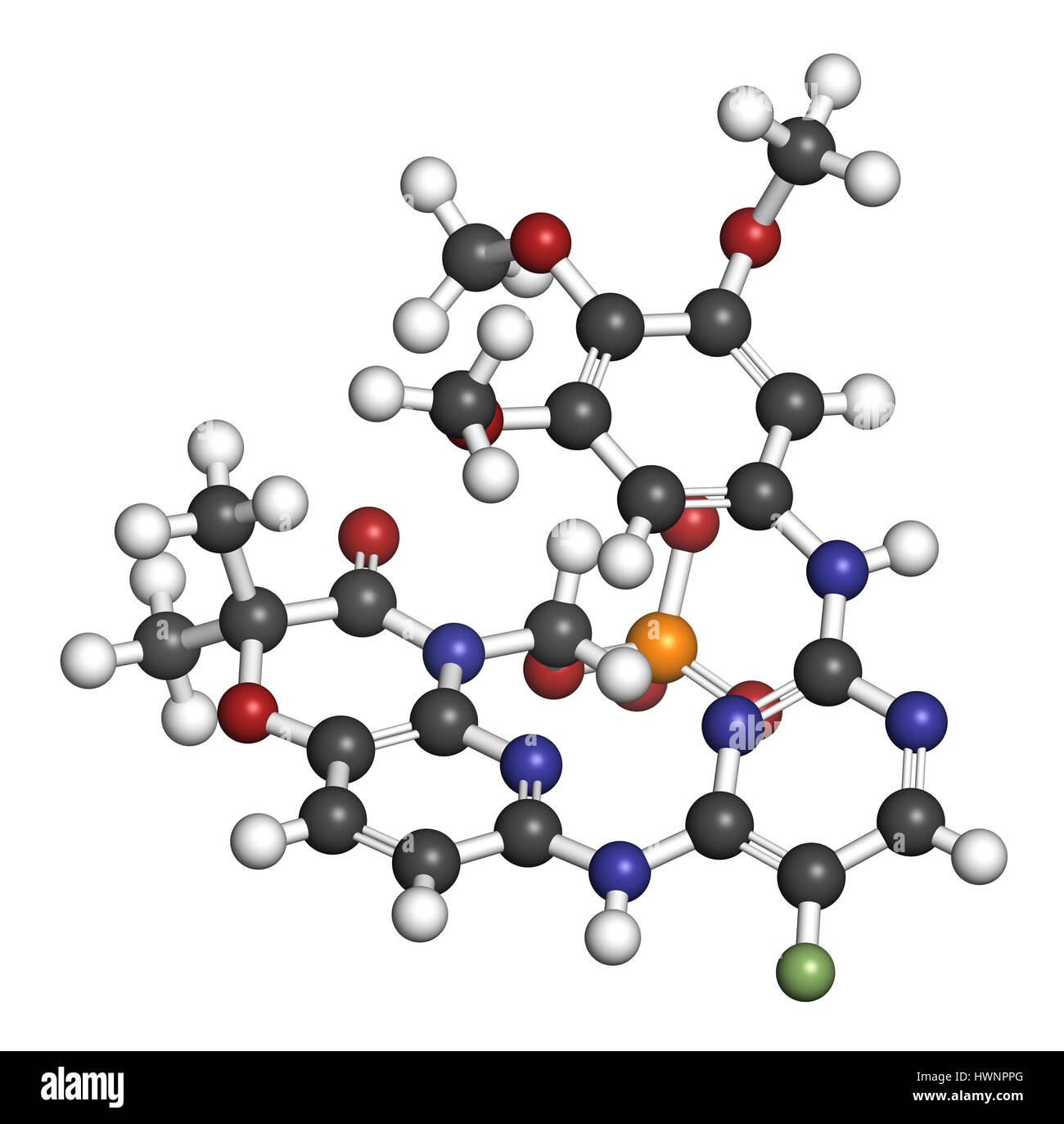 Fostamatinib rheumatoid arthritis drug molecule (Syk inhibitor). 3D ...