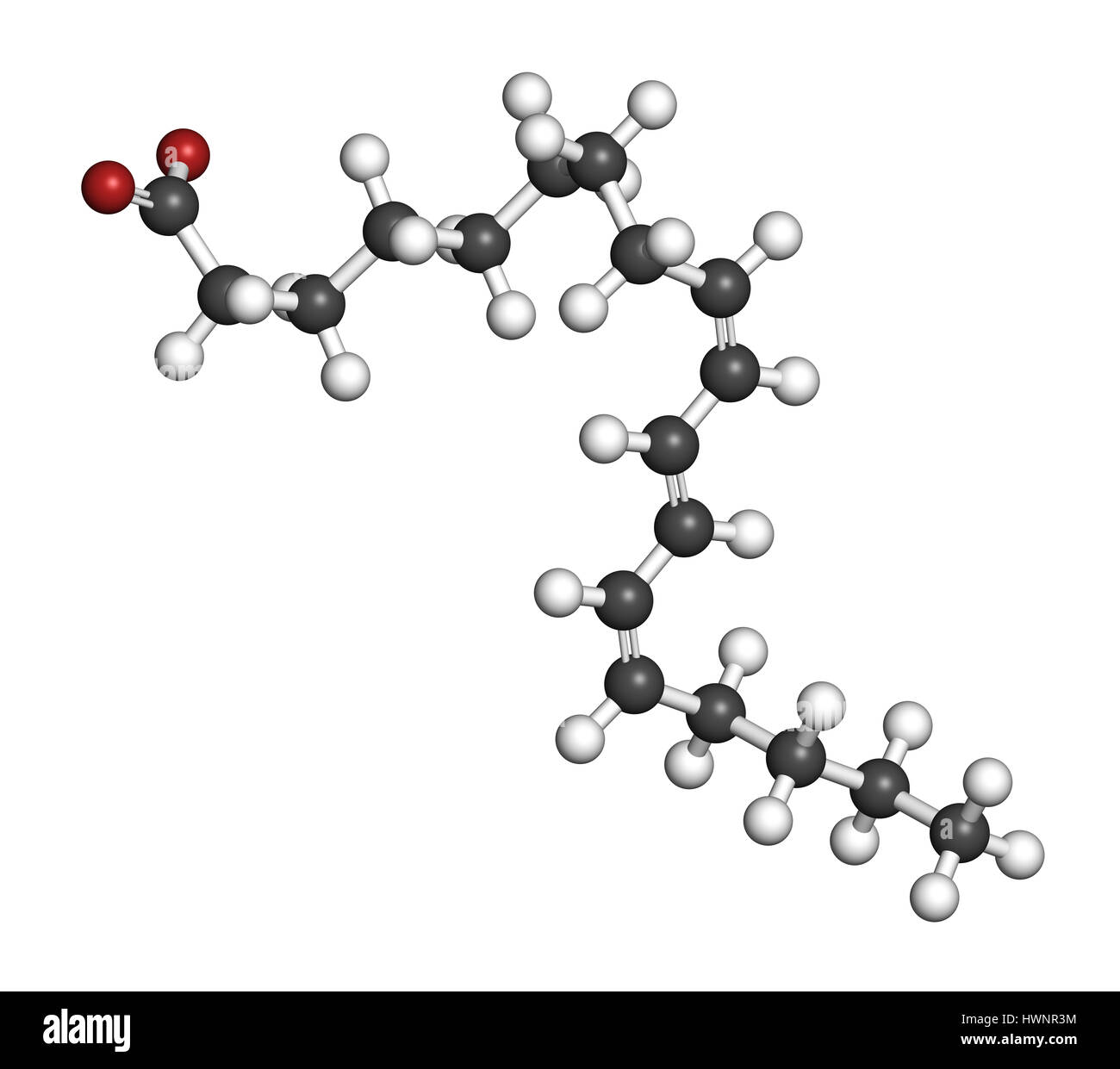 Punicic acid (trichosanic acid) molecule. Fatty acid present in ...